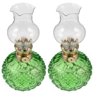 Amosfun 2st&uuml;cke Vintage-&ouml;llampe F&uuml;r Innenbereich Mit Klarglaszylinder Petroleumlampe Im Retro-Stil Antike Glaslaterne F&uuml;r Dekoration Campinglaterne Sturmlampe