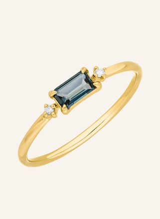 Leaf Ring London Blue Topaz Aus 14 Karat Gelbgold gold