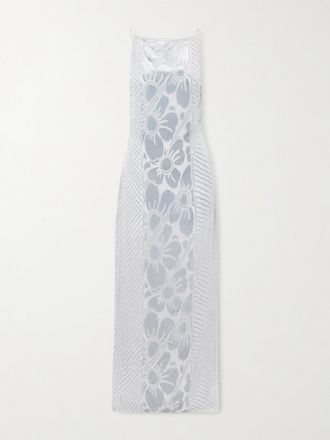 Sir. Ventura R&uuml;ckenfreie Robe Aus Devor&eacute;-samt Mit Blumenmuster - Silber