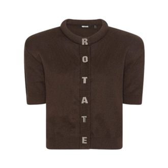 Rotate Rotate Birger Christensen, Femme, Pulls, Brun, Taille: 40 FR Firm Knit Ss Cardigan