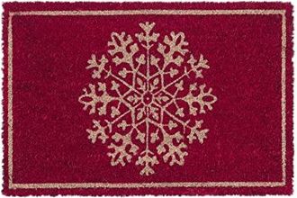 Relaxdays Paillasson, Fibres Coco, Flocon, r&eacute;sistant aux intemp&eacute;ries, 60x40 cm, int&eacute;rieur & ext&eacute;rieur, Nature/Rouge