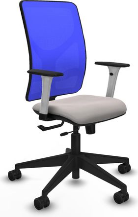 Piqueras y Crespo Schreibtischstuhl wei&szlig; und blau, mit wei&szlig;en und schwarzen Armlehnen, h&ouml;henverstellbare Lendenwirbelst&uuml;tze, ausgestattet mit Syncro/Traslack und Schnei