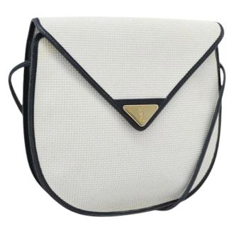 Saint Laurent Sac bandouli&egrave;re en toile enduite doccasion - Femme - Pre-owned - Blanc - Taille: ONE Size