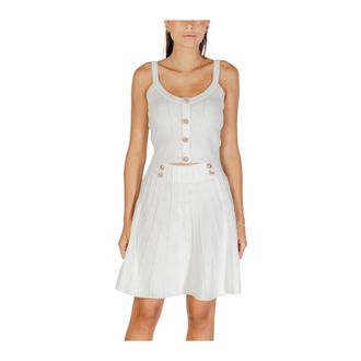 Guess Femme, Tops, Blanc, Taille: 44 FR D&eacute;bardeur &agrave; Bretelles et Col Rond