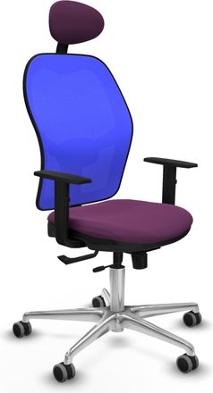 Piqueras y Crespo B&uuml;rostuhl mit 1D-Armen, h&ouml;henverstellbarer Lendenwirbelst&uuml;tze und festem Kopfteil, ausgestattet mit Syncro/Traslack und injiziertem Schaumstoff, Blau/