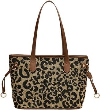 Generic Sac fourre-tout en cuir PU avec motif l&eacute;opard - Sac tendance - Sac vintage pour femme - Pour le travail, le shopping, les voyages, marron, 370.00x250.