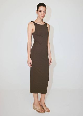 Mango Robe en coton avec d&eacute;tail de bretelle drap&eacute;e marron - Femme - XXS - MANGO