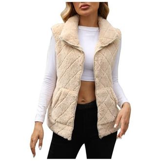 Generic Gilet sans Manche Femme Gilet Femme D&eacute;contract&eacute; Quotidien Ville Cardigan Ample Imprim&eacute; - Fermeture Zipp&eacute;e pour Look Casual Moderne Et Confortable