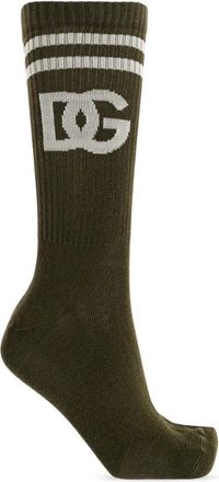 Dolce & Gabbana Homme, Sous-v&ecirc;tements, Vert, Taille: L Logo Socks