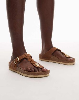 Birkenstock Gizeh - Sandales tress&eacute;es - Cognac-Brown