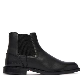 Tommy Hilfiger Klassische Stiefeletten Tommy Hilfiger Corporate Dressy Lth Chelsea FM0FM05935 Schwarz