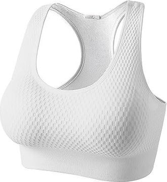 Generic Soutien-gorge de sport rembourr&eacute; sans couture pour femme Dos nageur Soutien moyen 2026, blanc, XXL
