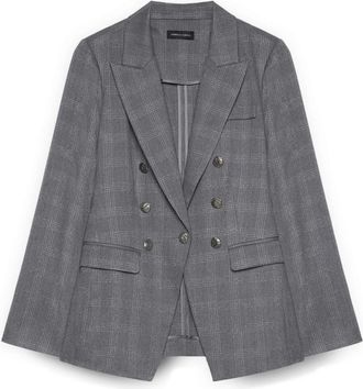 Fiorella Rubino Femme, Vestes, Gris, Taille: 48 FR Blazer &agrave; effet crois&eacute; Prince de Galles