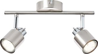 Lightbox 2 flammiges Spotrohr - 15 x 29 x 8 cm - Basic Decken Strahler mit schwenkbaren K&ouml;pfen - GU10 Fassung - max. 10 W - aus Metall - in Nickel/Chrom