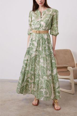 Gerard Darel Robe longue en voile de coton - MALONE - Vert amande