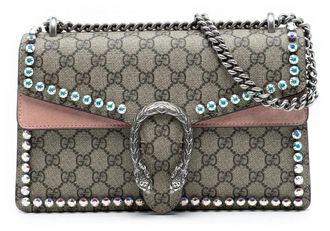 Gucci Hobo Bags - Medium GG Supreme Crystal Dionysus Shoulder Bag - Gr. unisize - in Braun - f&uuml;r Damen