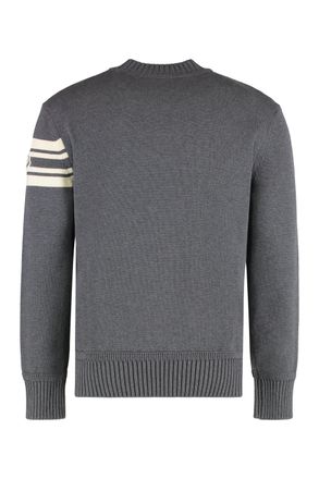 Moncler Mens Grey Cotton Round Neck Sweater Sweatshirts