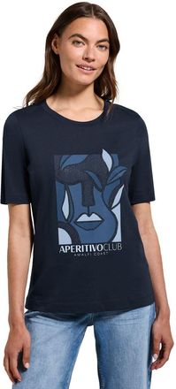 Cecil Damen B323546 T-Shirt mit Print, Urban Navy Blue, XXL