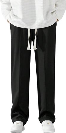 SOLY HUX Hosen Herren Elegant Geradehose mit Taschen B&uuml;ro Freizeithose Hohe Elastischer Bund Casualhose Einfarbig Hose Herbst Outfit Schwarz L