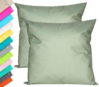 JACK 2er Set Outdoor Kissenhülle Kissenbezug 45x45cm Wasserfest Sitzkissen Lounge Kissen Garten Stuhl Lotus Effekt, Farbe:Oliv