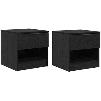 vidaXL Bettschrank 2 pcs Schwarz Eichen-Optik 40 x 39 x 40 cm vidaXL