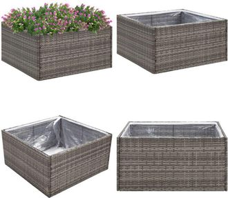 vidaXL Vidaxl - Jardinière Gris 80x80x40 cm Résine tressée - Jardinieres Exterieures - Pot De Fleurs Extérieur - Bac à Fleurs - Décoration Jardin - Plante
