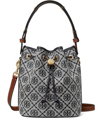 Tory Burch sac seau &agrave; monogramme T - Gris