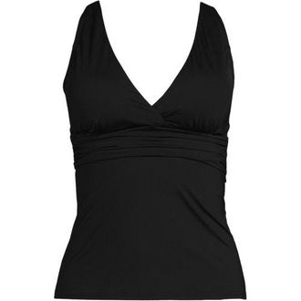 Lands End Tankinitop mit V-Ausschnitt in D-Cup, Damen, Größe:32-34 regular, Schwarz, Nylon-Mischung, by Lands End