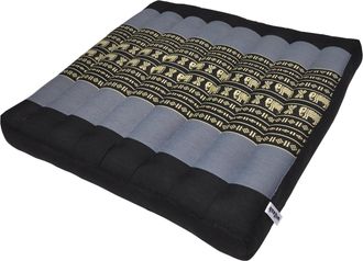 Wifash Thaikissen Kapok Bodenkissen Dreieckskissen Nackenkissen Liegematte Sitzkissen Lounge ***blau-grau schwarz mit Elefanten*** (Sitzkissen 50x50 (81319))