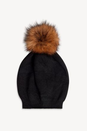Gerard Darel Bonnet en maille &agrave; pompon - Noir