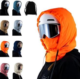 Generic Cagoule imperm&eacute;able doubl&eacute;e en polaire, cagoule de ski, couvre-casque de ski chaud dhiver avec cordon de serrage, Orange, Taille unique