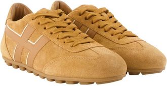 Hogan Womens H693 Allacciato H Sneakers - Hogan Leather Brown Calfskin Shoes