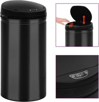 vidaXL vidaXL Automatischer Sensor-M&uuml;lleimer 50 L Kohlenstoffstahl Schwarz