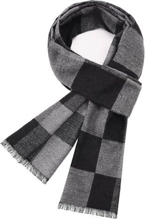Heekpek Echarpe Homme Hiver Écharpe Cadeau de Noël Chaude Automne Foulard Élégante Longue Tartan Echarpes, 180cm×30cm, Mélange Gris