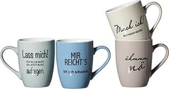 Ritzenhoff & Breker Kaffeebecher-Set Porzellan Kaffeebecher Set mit Sprüchen, Sortiert, 4 Stück