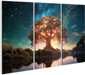 Islandburner Bild auf Leinwand Leuchtendes Yggdrasil Symbol legendärer Baum aus der Wikinger Mythologie Bilder Wandbilder Poster