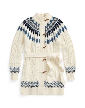 Ralph Lauren FAIR ISLE BELTED COTTON-BLEND CARDIGAN