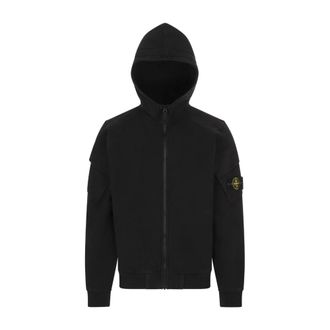 Stone Island Schwarze Baumwollkapuzenjacke - - Sweatshirts & Hoodies - Herren - Schwarzk - S