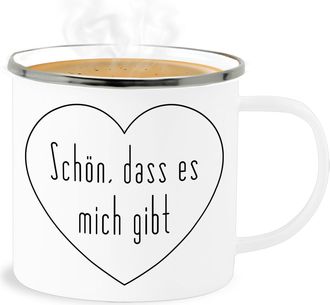 Shirtracer Emaille Becher Blechbecher - Statement Sprüche - Schön, dass es mich gibt Geschenk Beste Freundin für den Freund - 300 ml - Weiß Silber - sarkasmus sp
