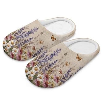 Coloranimal Chaussons de spa pour invit&eacute;s - Jetables et r&eacute;utilisables - Antid&eacute;rapants - Bout ferm&eacute;, Papillon marguerite lavande, 38.5/39.5 EU