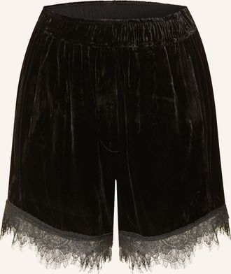 Ganni Samtshorts Mit Spitze schwarz