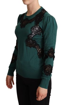 Dolce & Gabbana Womens Green Wool Crewneck Sweater Cotton Clothing