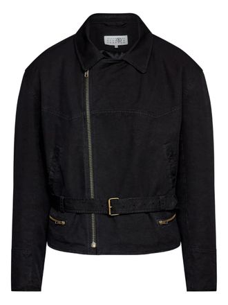 Maison Margiela veste ceinturée à fermeture zippée asymétrique - Noir