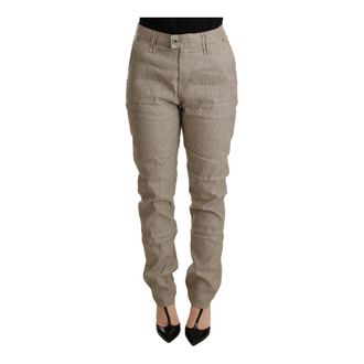 Cycle Beige Baggy Hose mit Logo-Details - - Trousers - Damen - Beige - W30