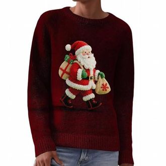 Generic Pull de Noël pour femme, imprimé 3D, pull tricoté à manches longues pour femme, pull de Noël dhiver chaud en polaire, doux et confortable, col rond, s