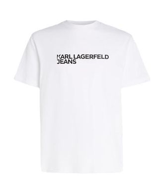 Karl Lagerfeld Karl Lagerfeld Jeans, Homme, T-Shirt &Agrave; Manches Courtes Avec Logo Essentiel, Coupe R&eacute;guli&egrave;re, Blanc, XL