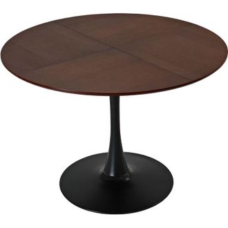 Liberte Libert&eacute; - Table de salle &agrave; manger rond 120x120x75cm,MDF+Acier,Marron,pour salle &agrave; manger, cuisine, salon