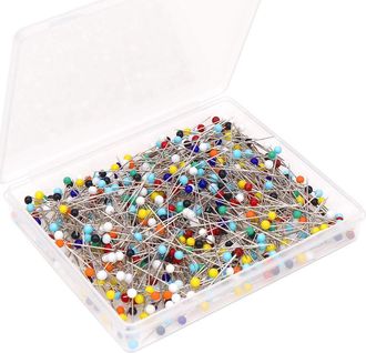 Head & Shoulders Stecknadeln im Glas Kopf - 500er Set - N&auml;hzubeh&ouml;r & Markierungsnadeln - Kurz mit Rundkopf in Verschieden Farben