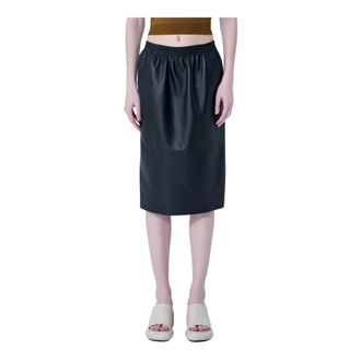 Chlo&eacute; Bleistiftrock in Leder- knielang - - Skirts - Damen - Schwarzk - XS