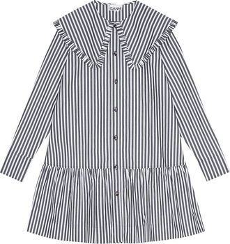 Ganni Gestreiftes Hemdkleid - Schwarz
